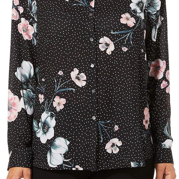 Spense | Tops | Spense Womens Floral Dot Button Down Top | Poshmark